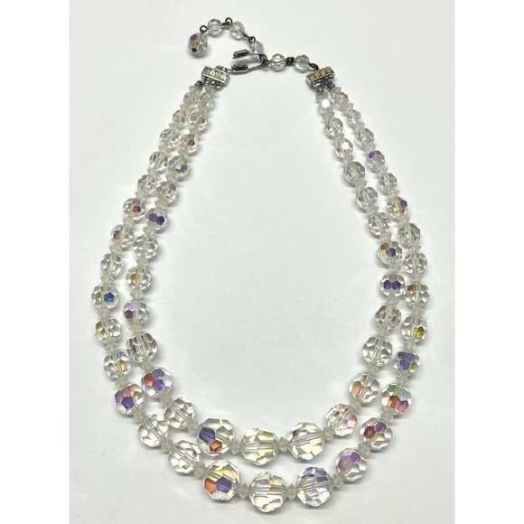 Vintage | Jewelry | Vintage Crystal Double Strand Beaded Necklace | Poshmark